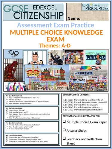 Multiple Choice Citizenship Exam | Teaching Resources