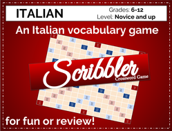 Italian Vocabulary Crossword Game | Teaching Resources