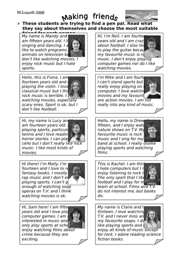 Pen-pals Activity | Teaching Resources