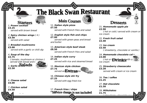 Menu | Teaching Resources