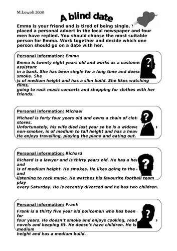 Blind Date | Teaching Resources