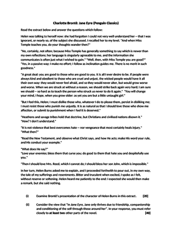 Jane Eyre - Exam Question Booklet | Teaching Resources