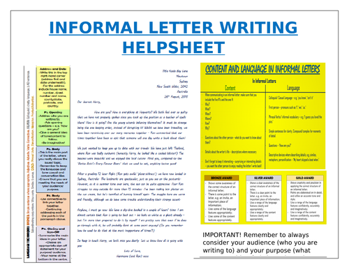 Informal Letter Writing Helpsheet! | Teaching Resources