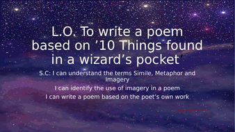 Ten Things Found in a Wizards Pocket by Ian McMillan | Teaching Resources