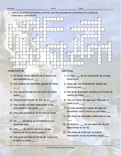 Geology and Planet Earth Spanish Crossword Puzzle | Teaching Resources
