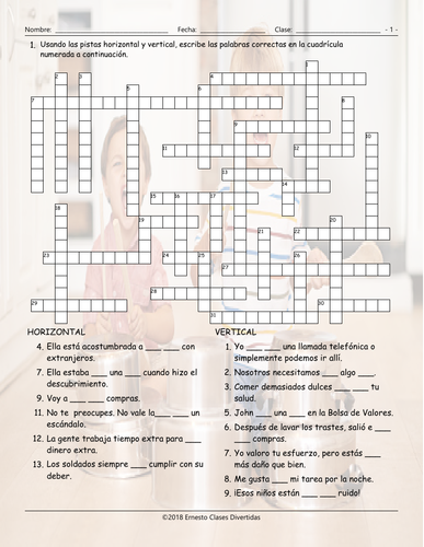 Verb Hacer Spanish Crossword Puzzle | Teaching Resources