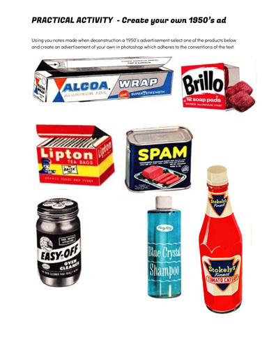 REPRESENTATION | Tide 1950's advertisement | Teaching Resources