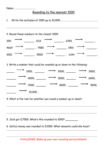 Rounding to 10, 100 and 1000 (Presentation and Worksheets Year 4 ...
