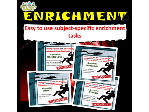 Secret Mission Extension Cards for History Teachers | Teaching Resources