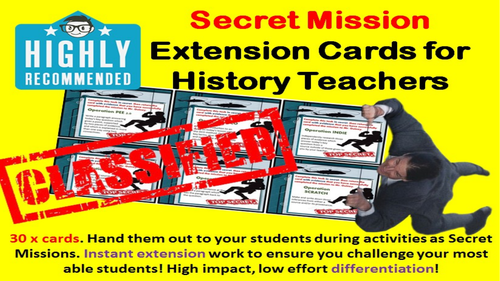 Secret Mission Extension Cards for History Teachers | Teaching Resources