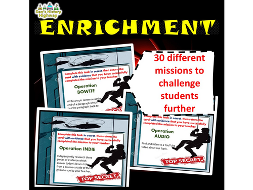 Secret Mission Extension Cards for History Teachers | Teaching Resources