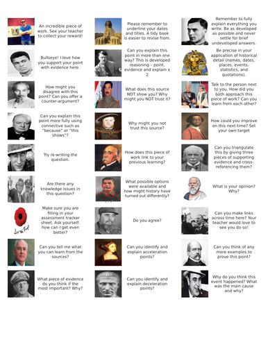 Assessment for Learning Personalised Marking Stickers for History ...