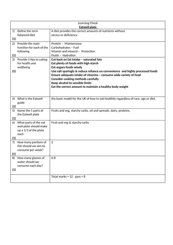 BTEC Sport & Exercise Science Unit 13 Nutrition for Sport & Exercise ...