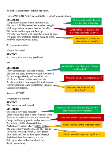 Act 5 Scene 4 & 5 Macbeth GCSE English Literature 9-1 | Teaching Resources