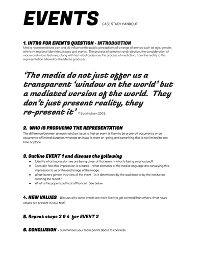 REPRESENTATION | Issues & Events | News Values | Teaching Resources