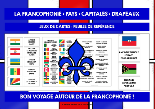 French-Speaking Countries, Capitals & Flags Cards | La Francophonie ...