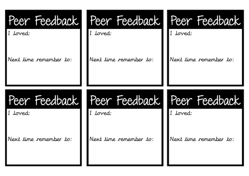 Peer Feedback Slips | Teaching Resources