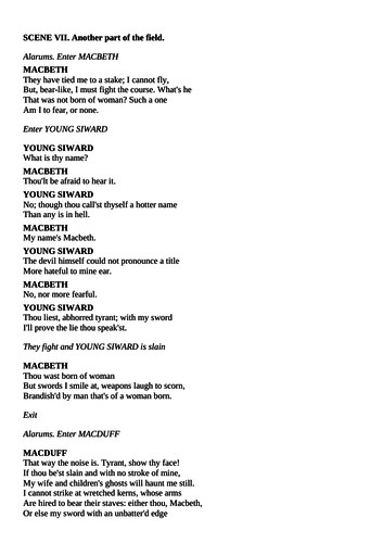 Act 5 Scene 6, 7, 8 and 9 Macbeth GCSE English Literature 9-1 ...