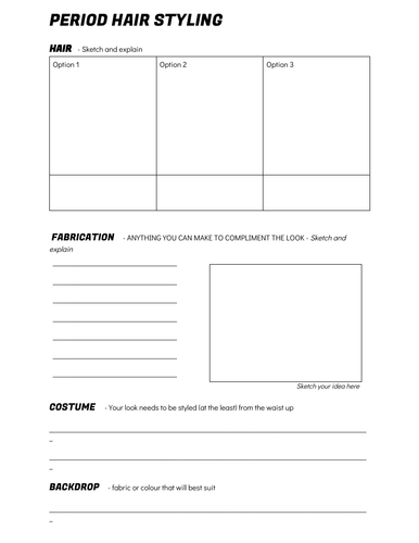 Makeup HISTORICAL PERIOD | Assignment Briefs | Teaching Resources