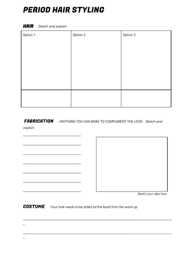 Makeup HISTORICAL PERIOD | Assignment Briefs | Teaching Resources