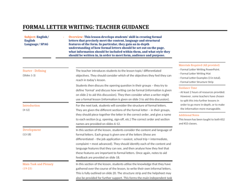 Formal Letter Writing! | Teaching Resources