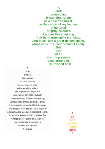 Year 3 Poems with a Structure - Calligrams, Shape and List Poetry Unit ...