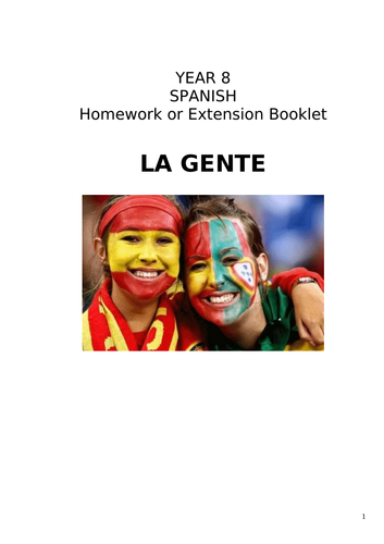 Y8 Spanish Homework or Extension Booklet on La gente | Teaching Resources