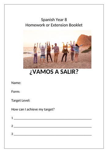 Y8 Spanish Homework or Extension Booklet on Vamos a salir | Teaching ...