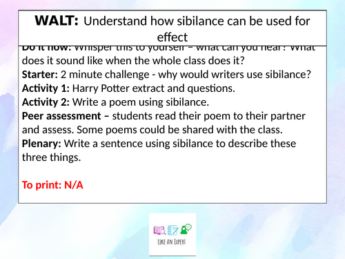 What is sibilance? Full lesson! | Teaching Resources