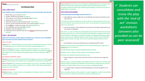 Macbeth Scheme of Work GCSE | Teaching Resources