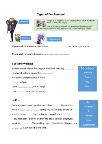 Types of Employment Lesson for KS4 Business & Finance | Teaching Resources