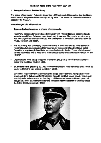 Edexcel Weimar and Nazi Germany- Lesson 17- Lean Years of the Nazi ...