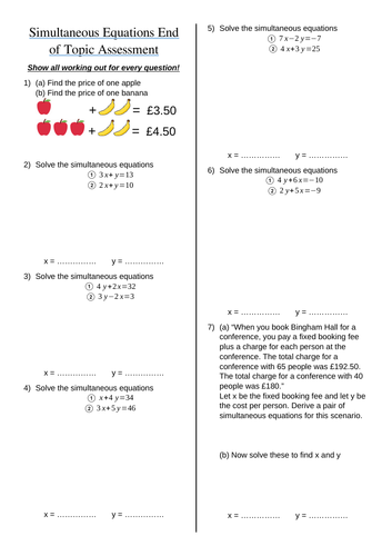 Simultaneous Equations Full set of Lessons | Teaching Resources