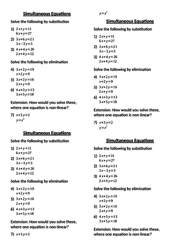 Simultaneous Equations Full set of Lessons | Teaching Resources