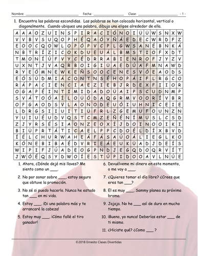 Feelings and Emotions Spanish Word Search Worksheet | Teaching Resources