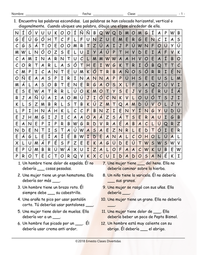 Advice Modals Spanish Word Search Worksheet | Teaching Resources