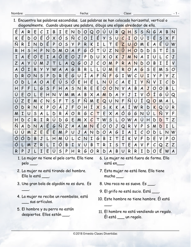 Antonyms and Opposite Actions Spanish Word Search Worksheet | Teaching ...