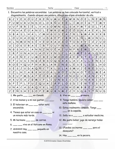 Articles Spanish Word Search Worksheet | Teaching Resources