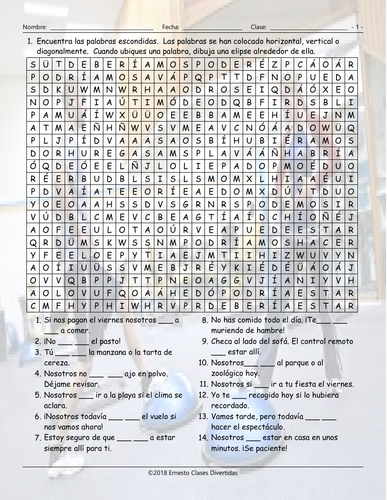 Possibility Modals Spanish Word Search Worksheet | Teaching Resources