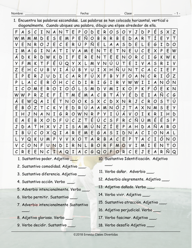 Word Forms Spanish Word Search Worksheet | Teaching Resources