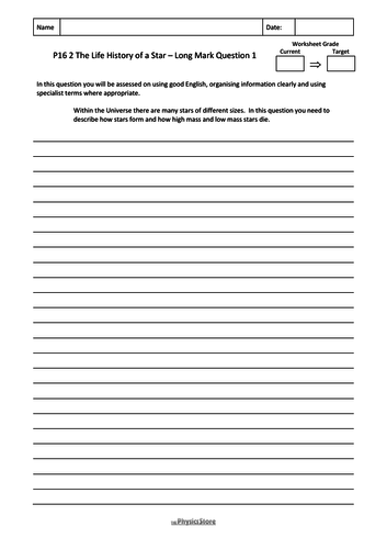 KS4 GCSE Physics AQA P16 2 The Life History of a Star Lesson Bundle ...