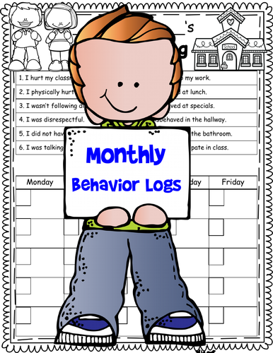 Monthly Student Behavior Logs | Teaching Resources