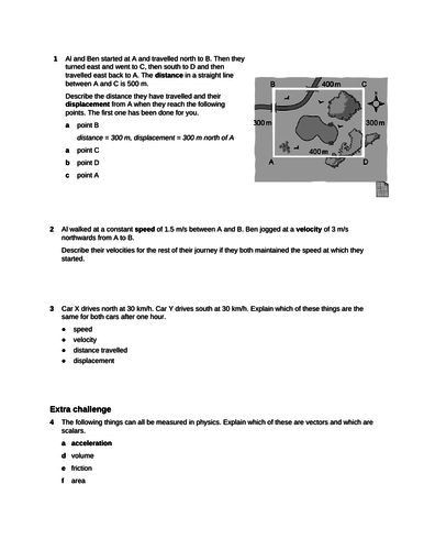 Igcse Scalar And Vectors Forces And Motion Movement And Position Teaching Resources