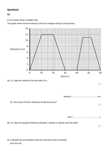 IGCSE Speed/Velocity Time graphs - Forces and Motion - Movement and ... IGCSE Speed/Velocity Time graphs - Forces and Motion - Movement and ...