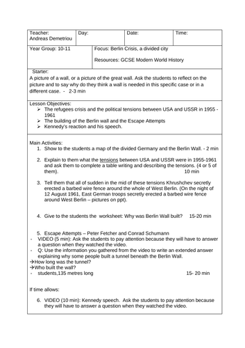 Berlin Crisis - The building of Berlin Wall - Full Lesson - GCSE/IGCSE ...