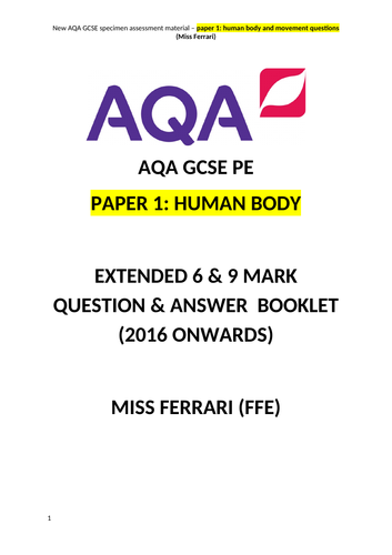 AQA GCSE PE Paper 1 and 2 question and answer bundle | Teaching Resources