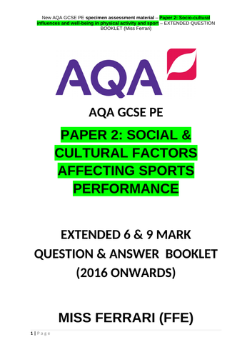 AQA GCSE PE Paper 1 and 2 question and answer bundle | Teaching Resources