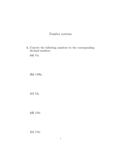 Number systems worksheet (with solutions) | Teaching Resources