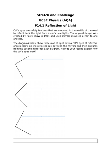 AQA Physics GCSE P13 to P16 Gifted and Talented Resource Worksheets ...