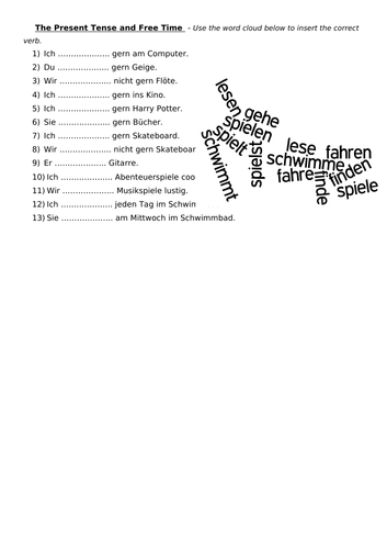 The Present Tense in German - a differentiated resource bundle ...